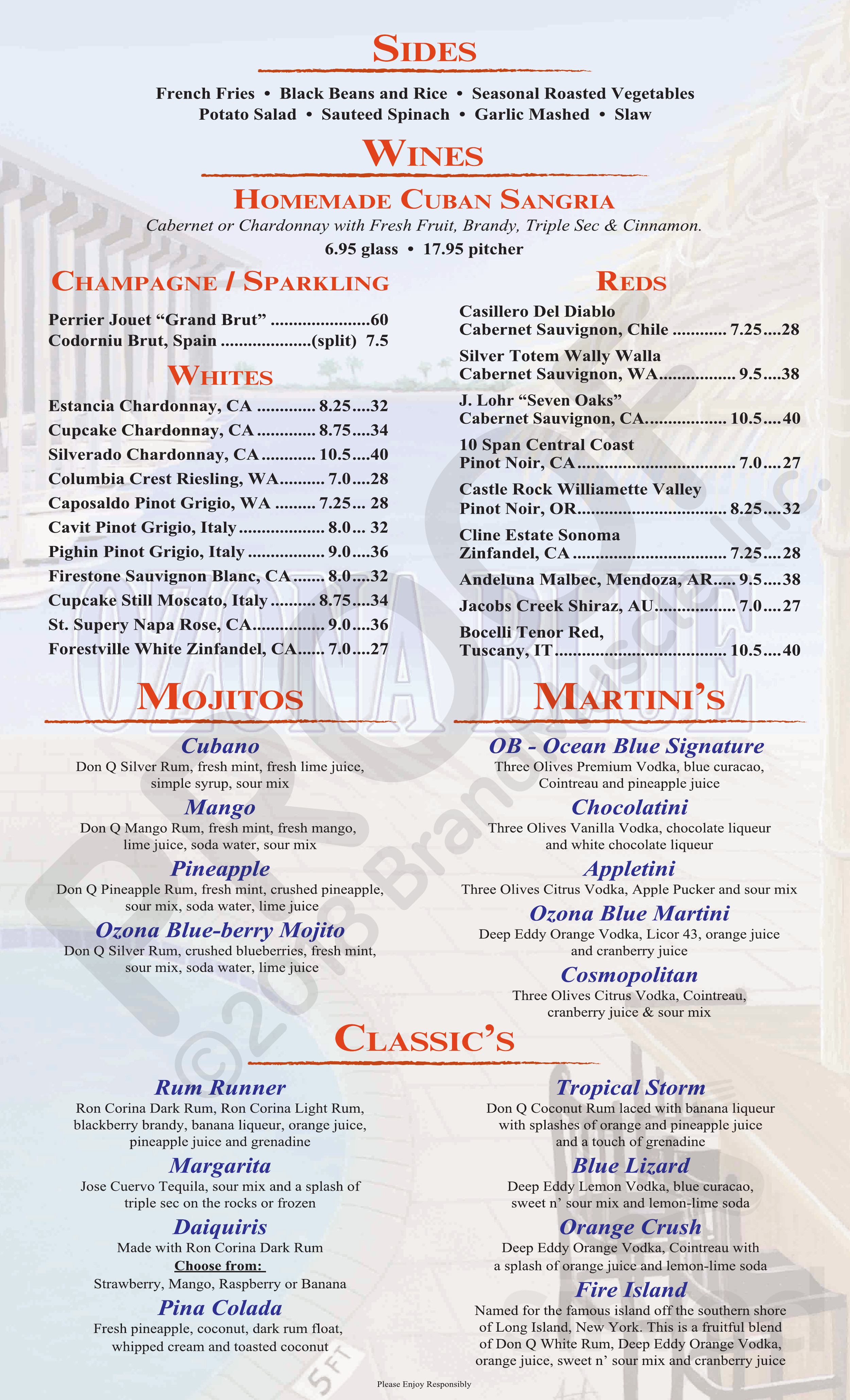 Ozona Blue Grilling Co menus in Palm Harbor, Florida, United States