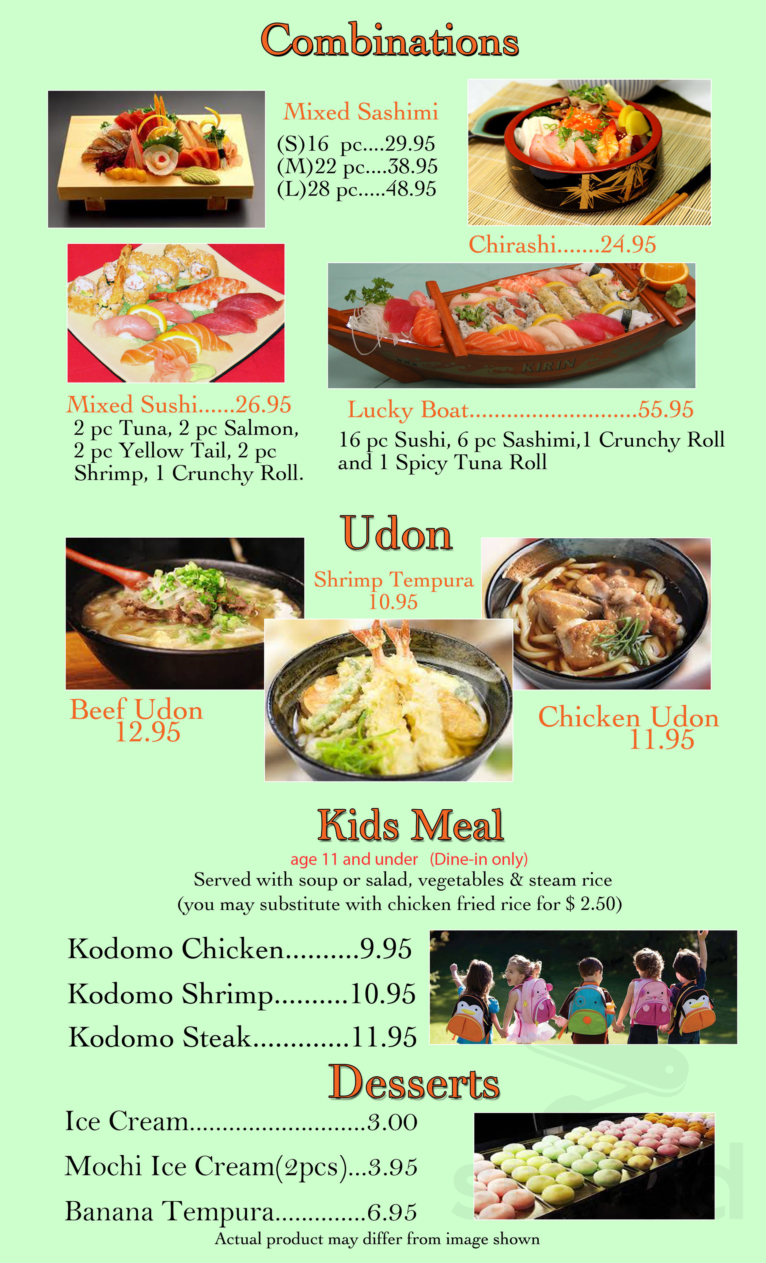 Wabi Sabi menu in La Verne, California, USA