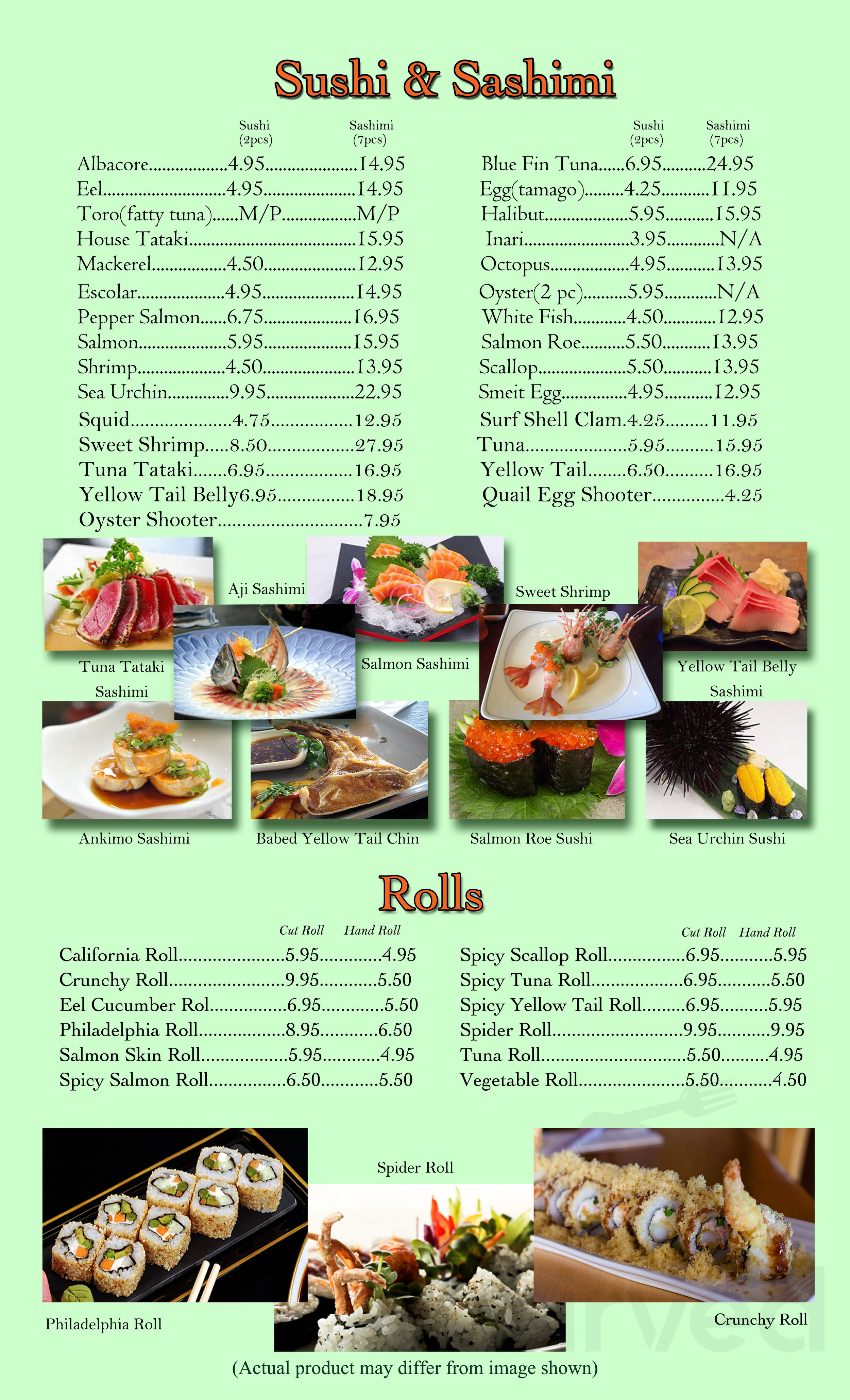 Wabi Sabi menu in La Verne, California, USA