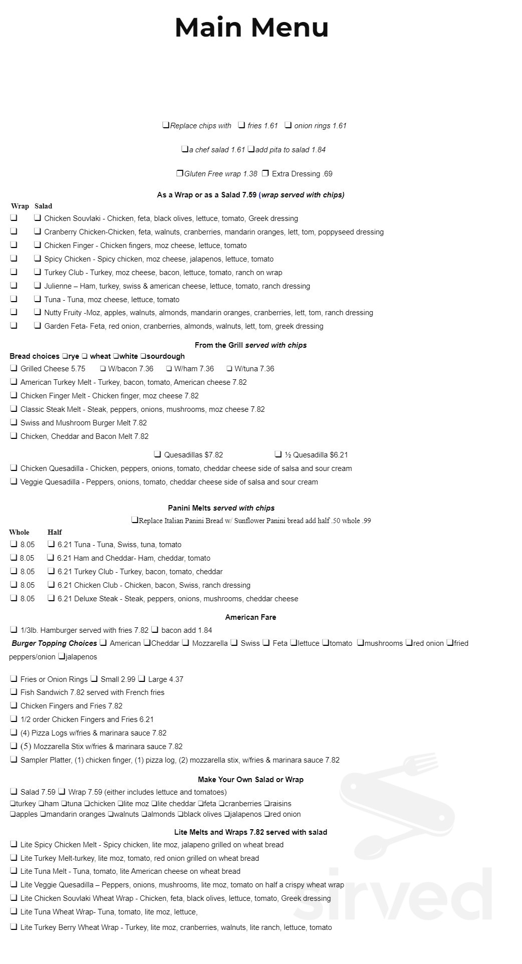 Dave's Kitchen menus in Buffalo, New York, United States