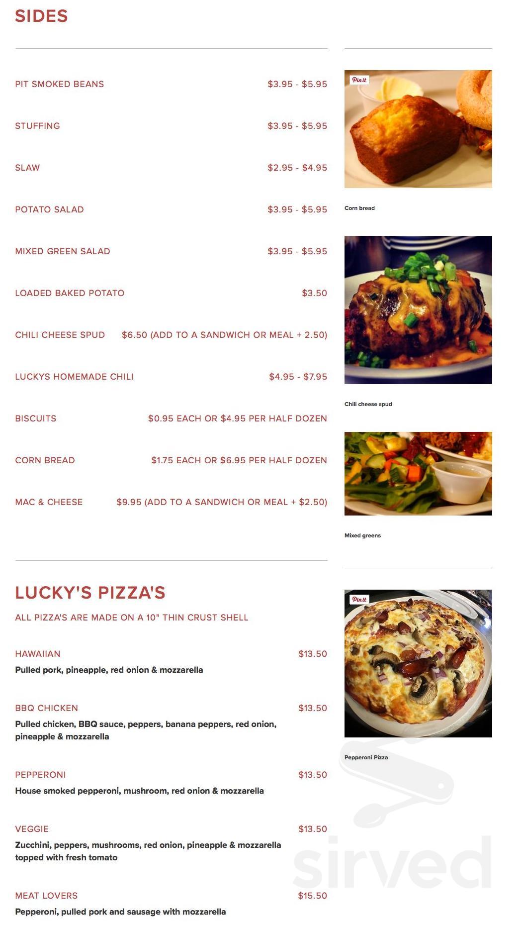 Menu - Sechelt BC's Lucky's Smoke House Store | Sirved