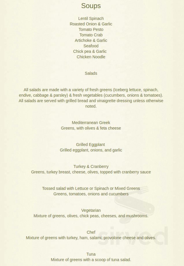 Olive Tree Mediterranean-Vegan-vegetarian menu in Williamsport ...