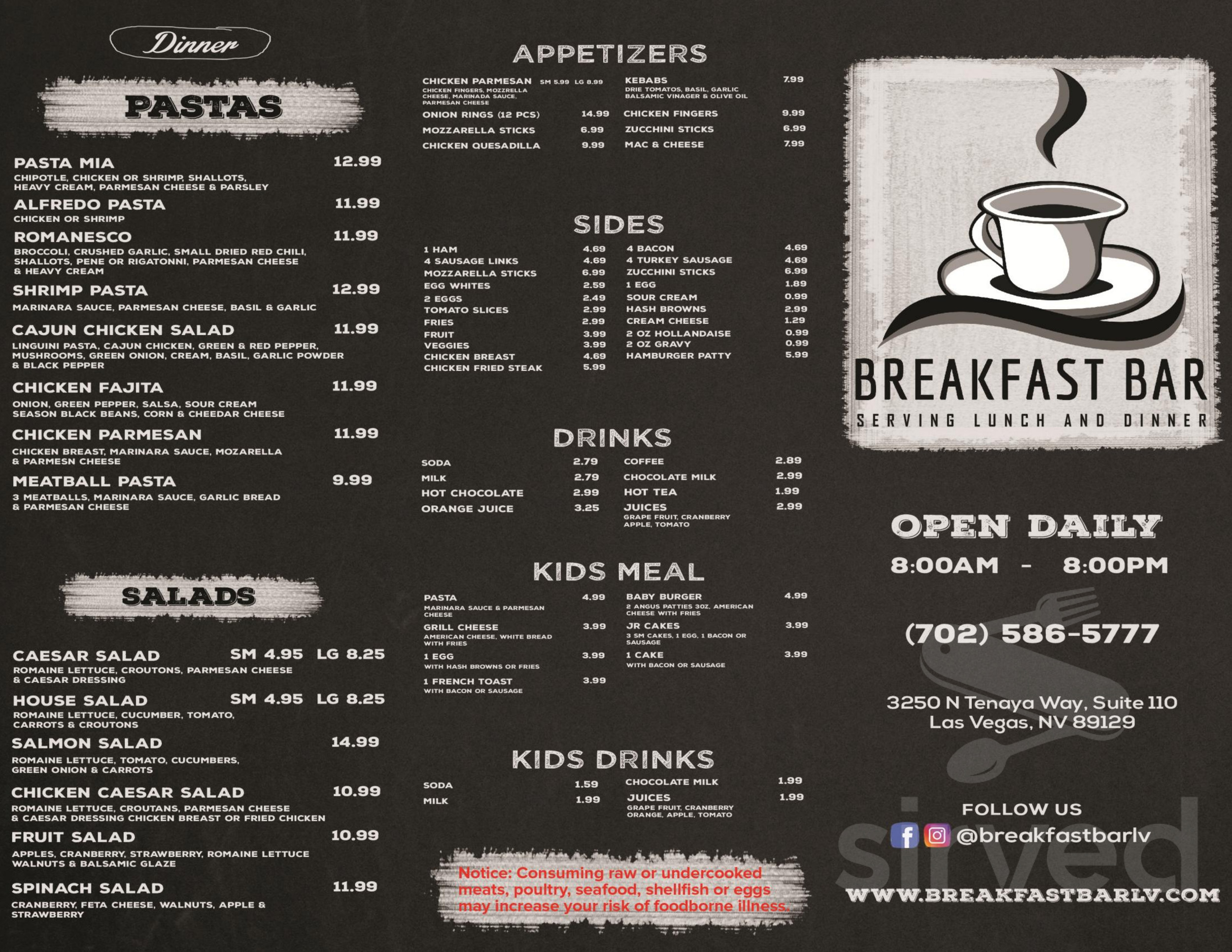 Menu - Las Vegas NV's Hacienda Dos Gallos | Sirved
