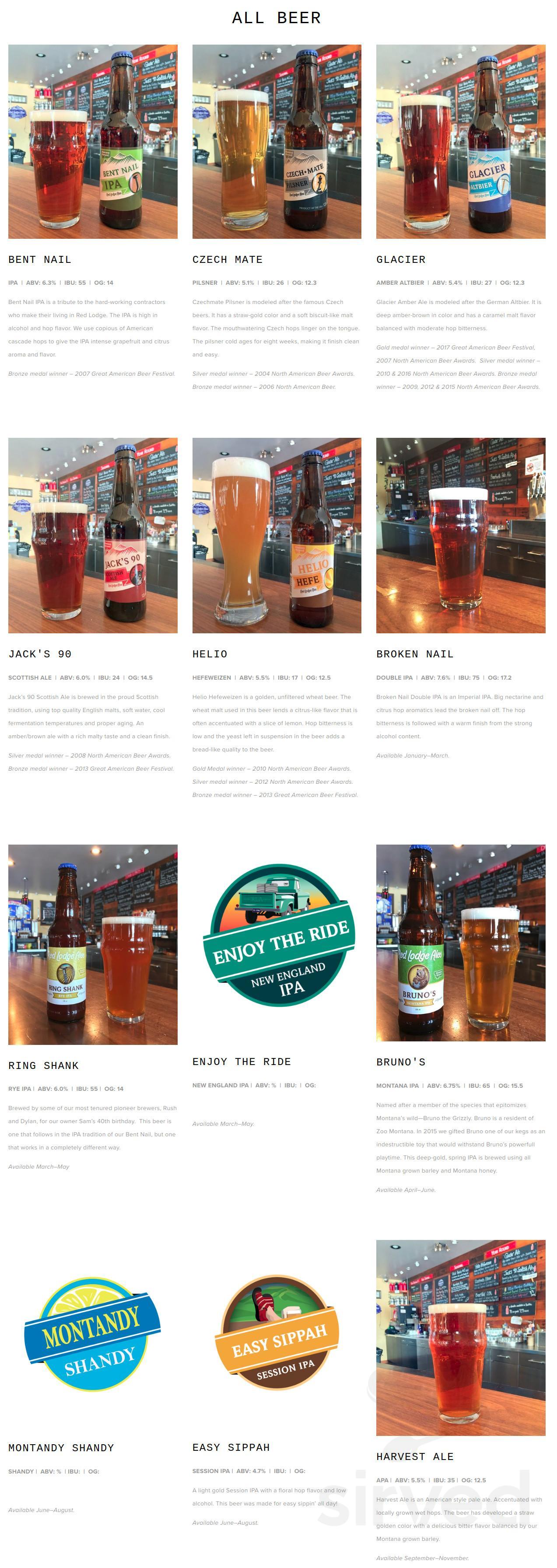 Red Lodge Ales menus in Red Lodge, Montana, United States