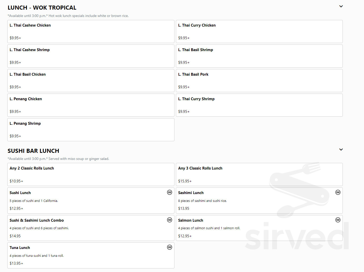 Lilac House menu in Fairfield, Connecticut, USA