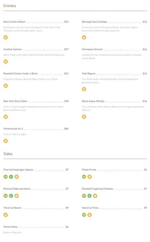 Rudolph's Steakhouse menu in Bernardsville, New Jersey, USA