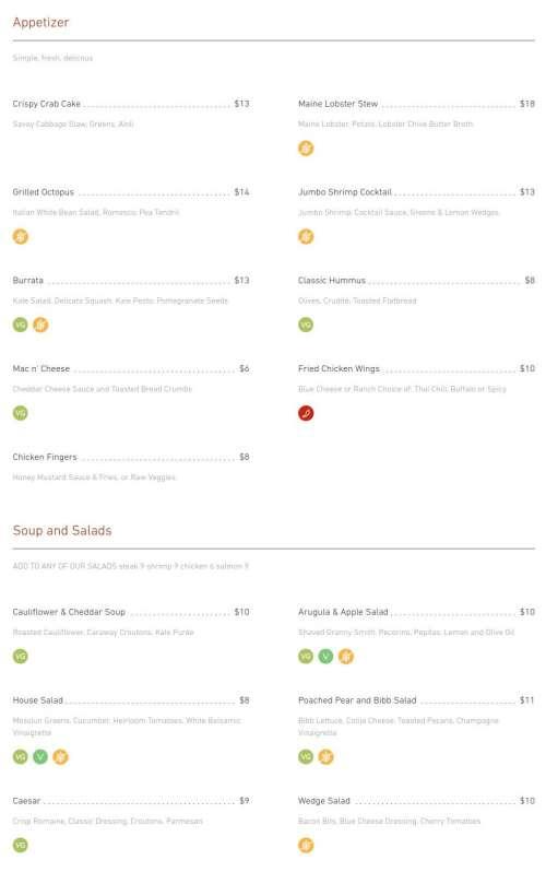 Rudolph's Steakhouse menu in Bernardsville, New Jersey, USA