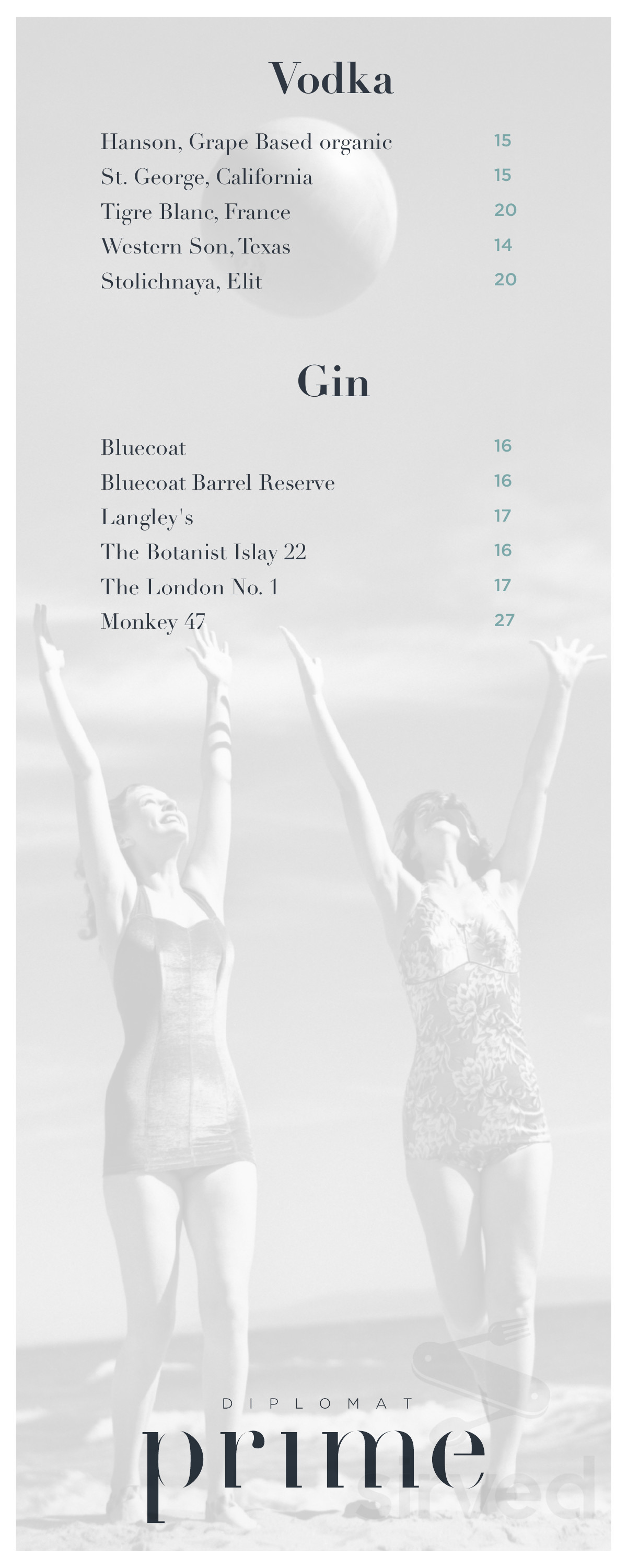 Diplomat Prime Steak & Seafood menu in Hollywood, Florida, USA