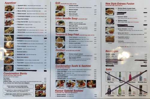 Kansai Hayward menu in Hayward, California, USA