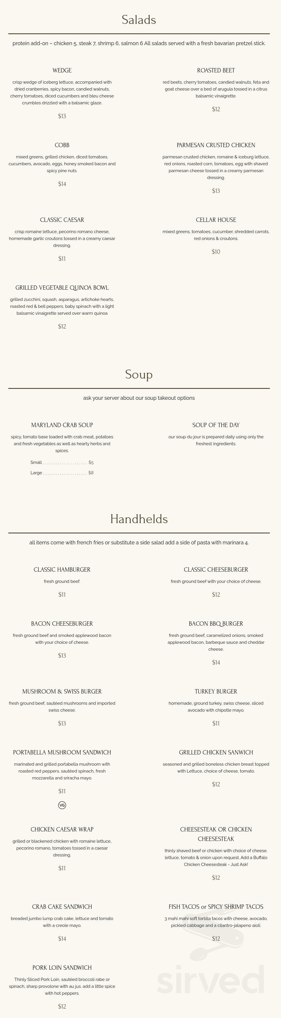 Stone Cellar menu in Altoona, Pennsylvania, USA