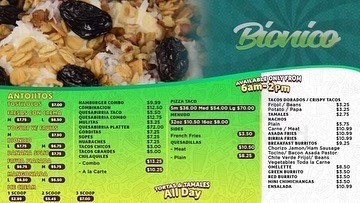 Natural Juice menu in Camarillo, California, USA