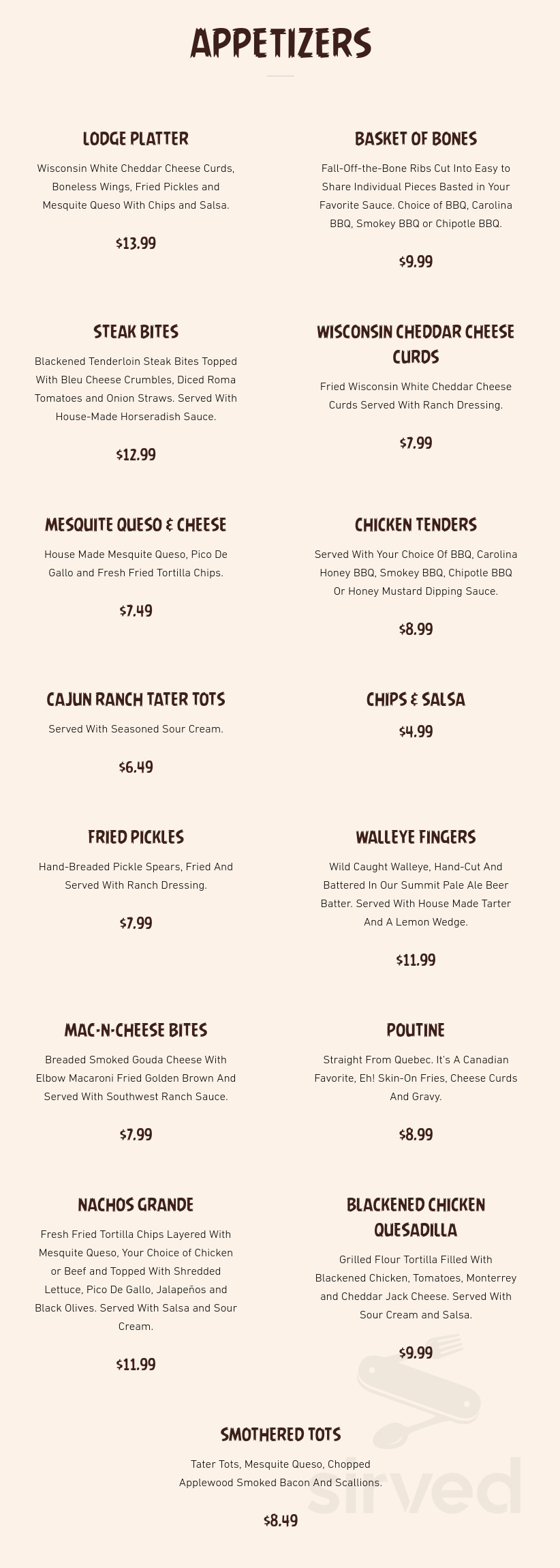 Menu - Hudson WI's Smilin Moose Lodge Bar & Grill | Sirved