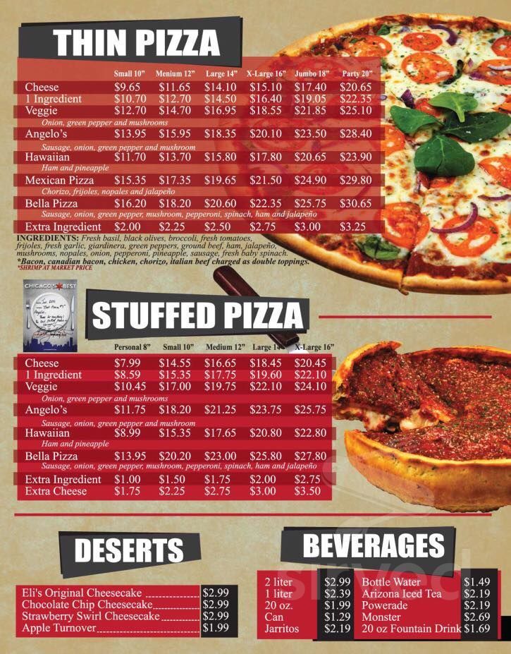 Angelo's Stuffed Pizza menus in Chicago, Illinois, United States