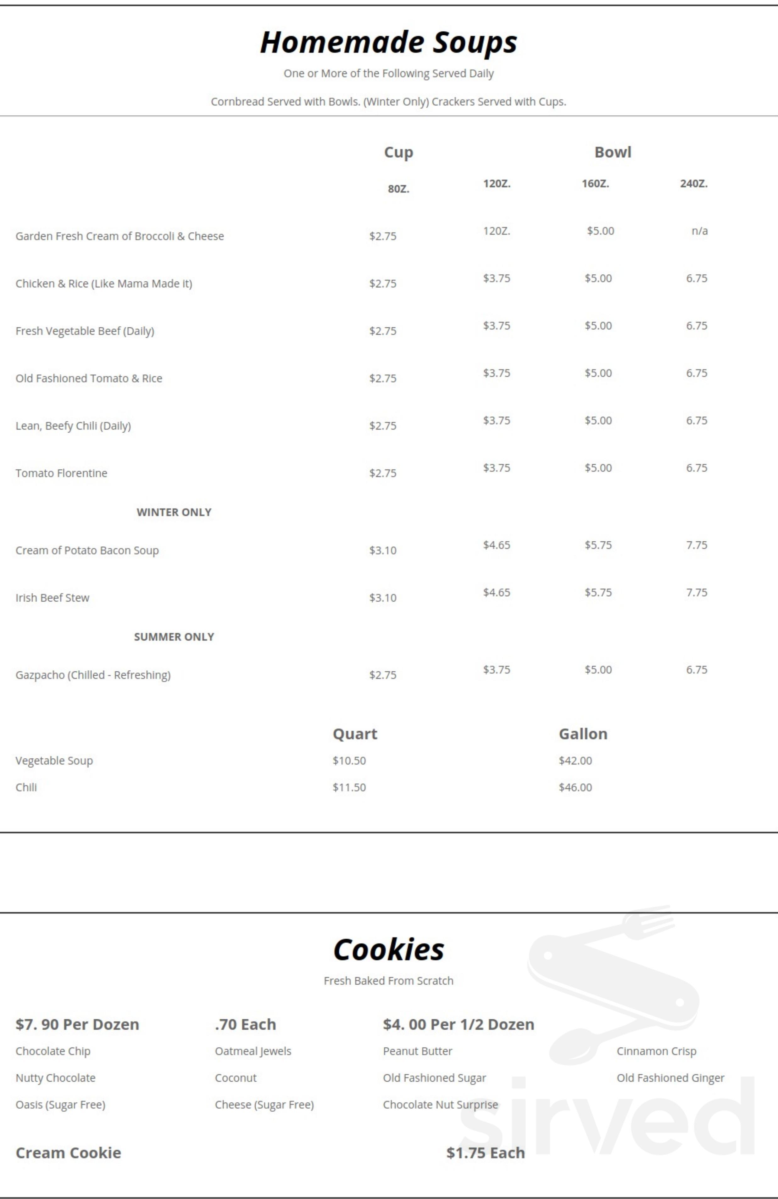 The Cookie Shoppe menus in Albany, Georgia, United States
