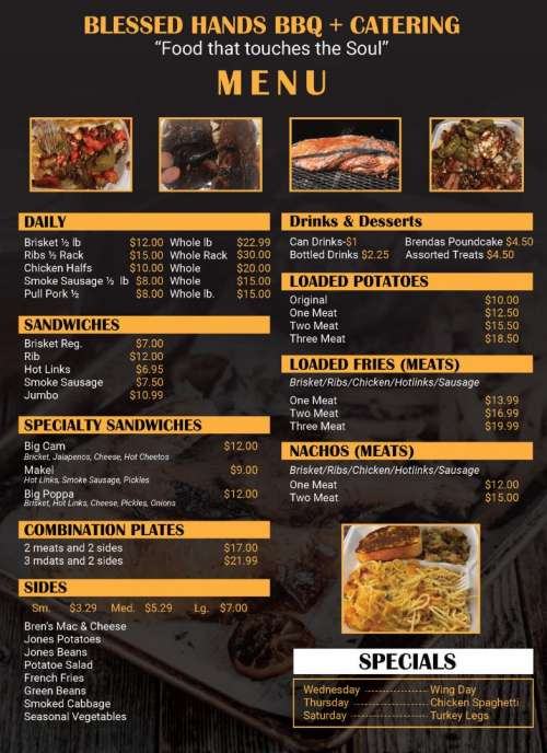 Blessed Hands BBQ and Catering menu in Tyler, Texas, USA