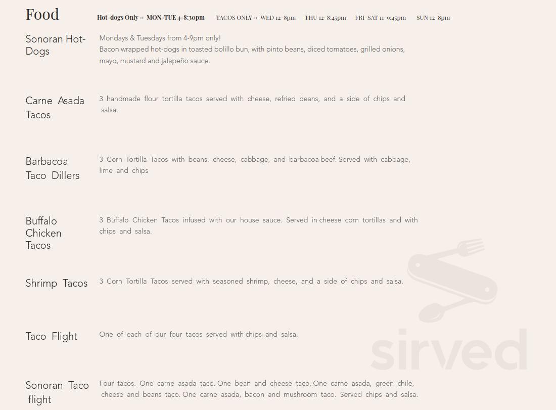 Borderlands Brewing Company menu in Tucson, Arizona, USA