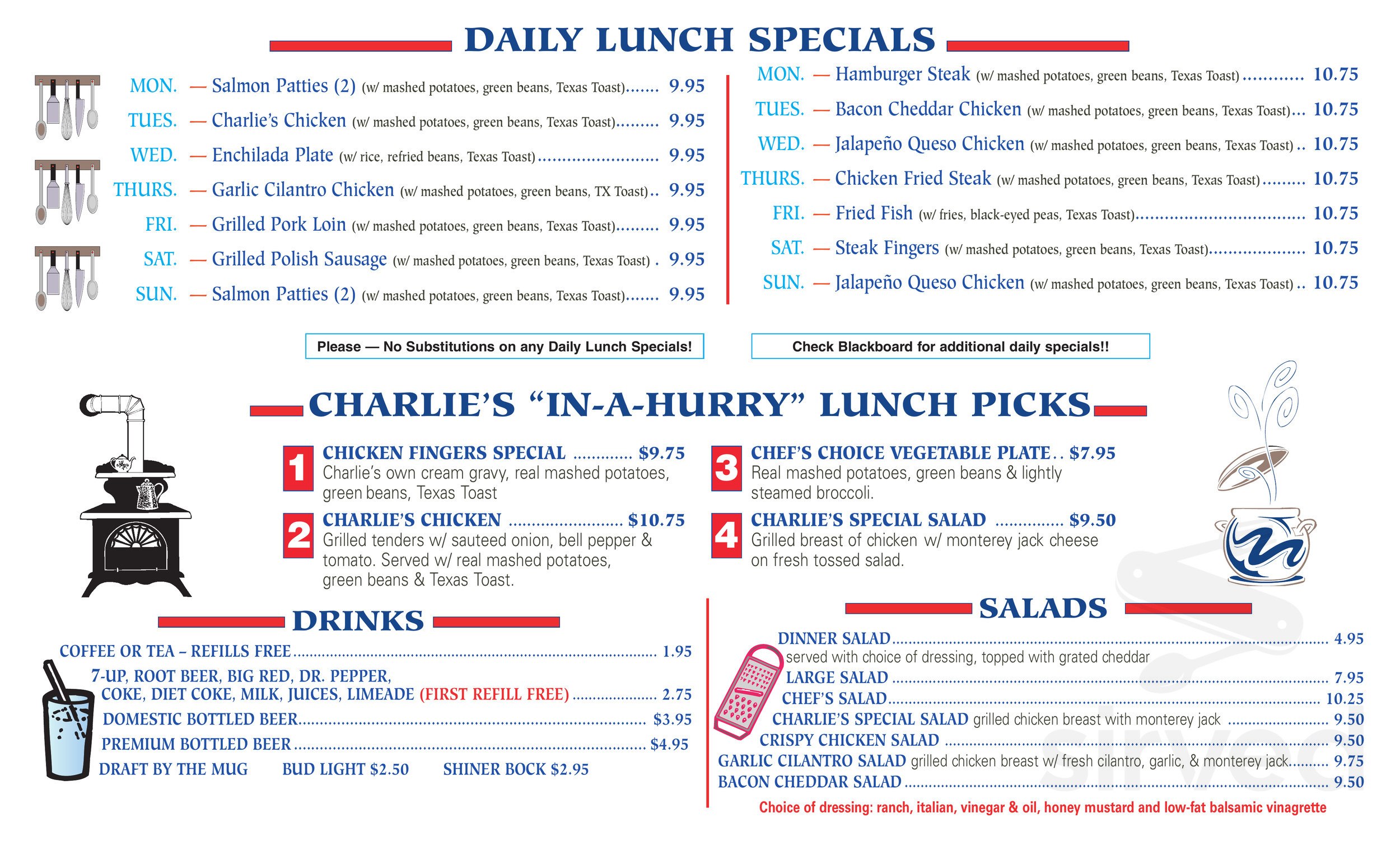 Good Time Charlie's Bar & Cafe menu in San Antonio, Texas, USA