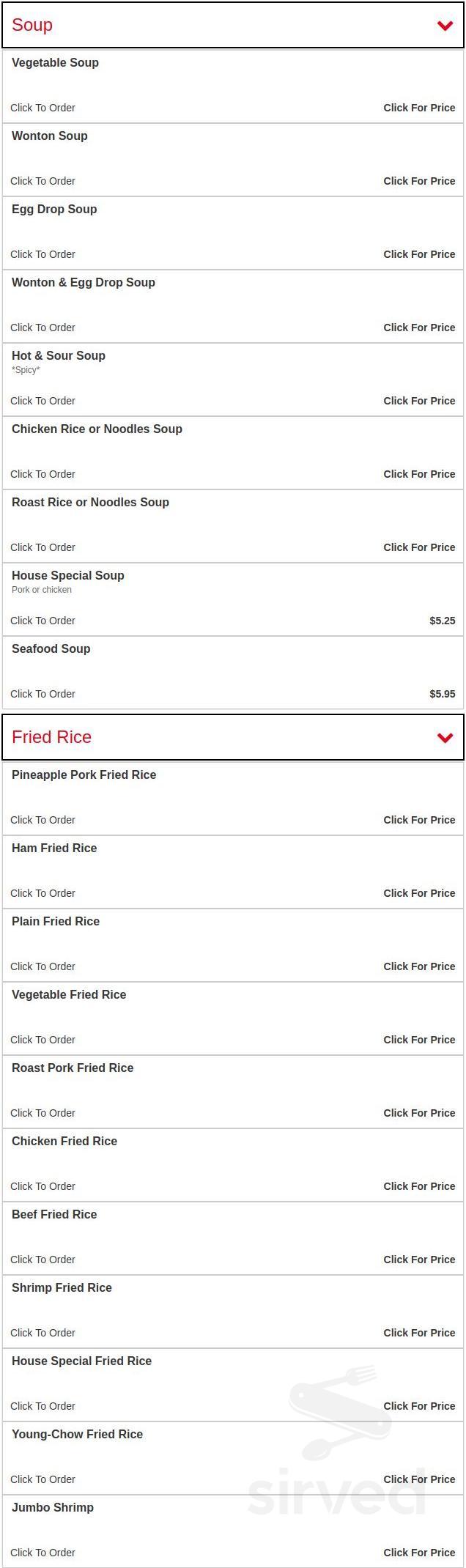 QQ China menu in Crestwood, Illinois, USA