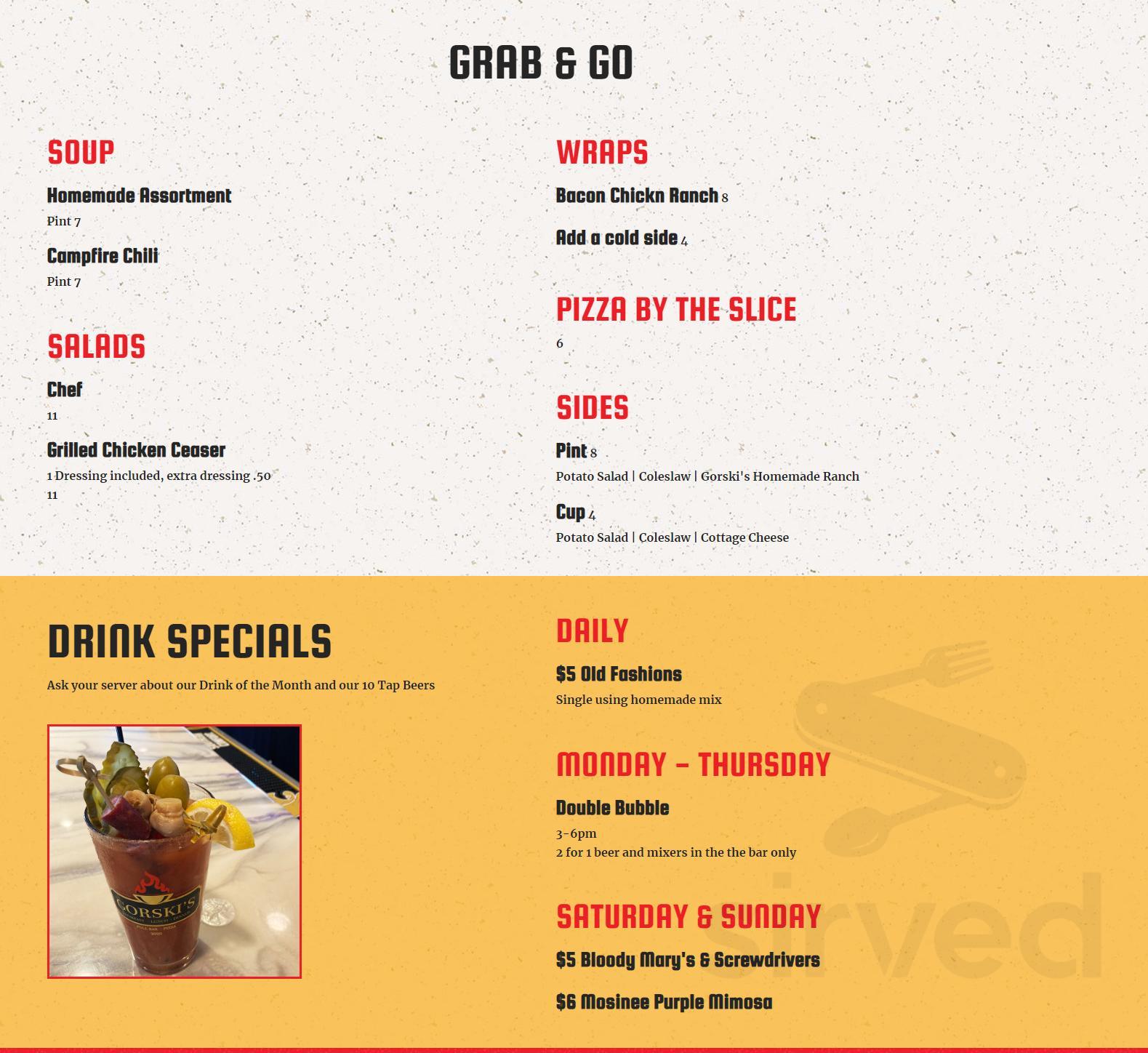 Gorski's menus in Mosinee, Wisconsin, United States