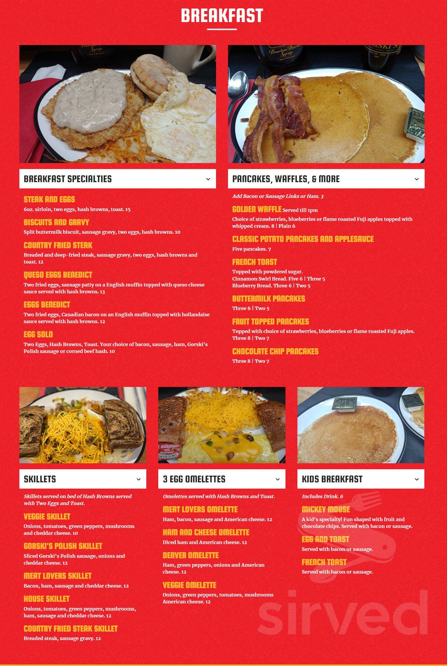 Gorski's menu in Mosinee, Wisconsin, USA