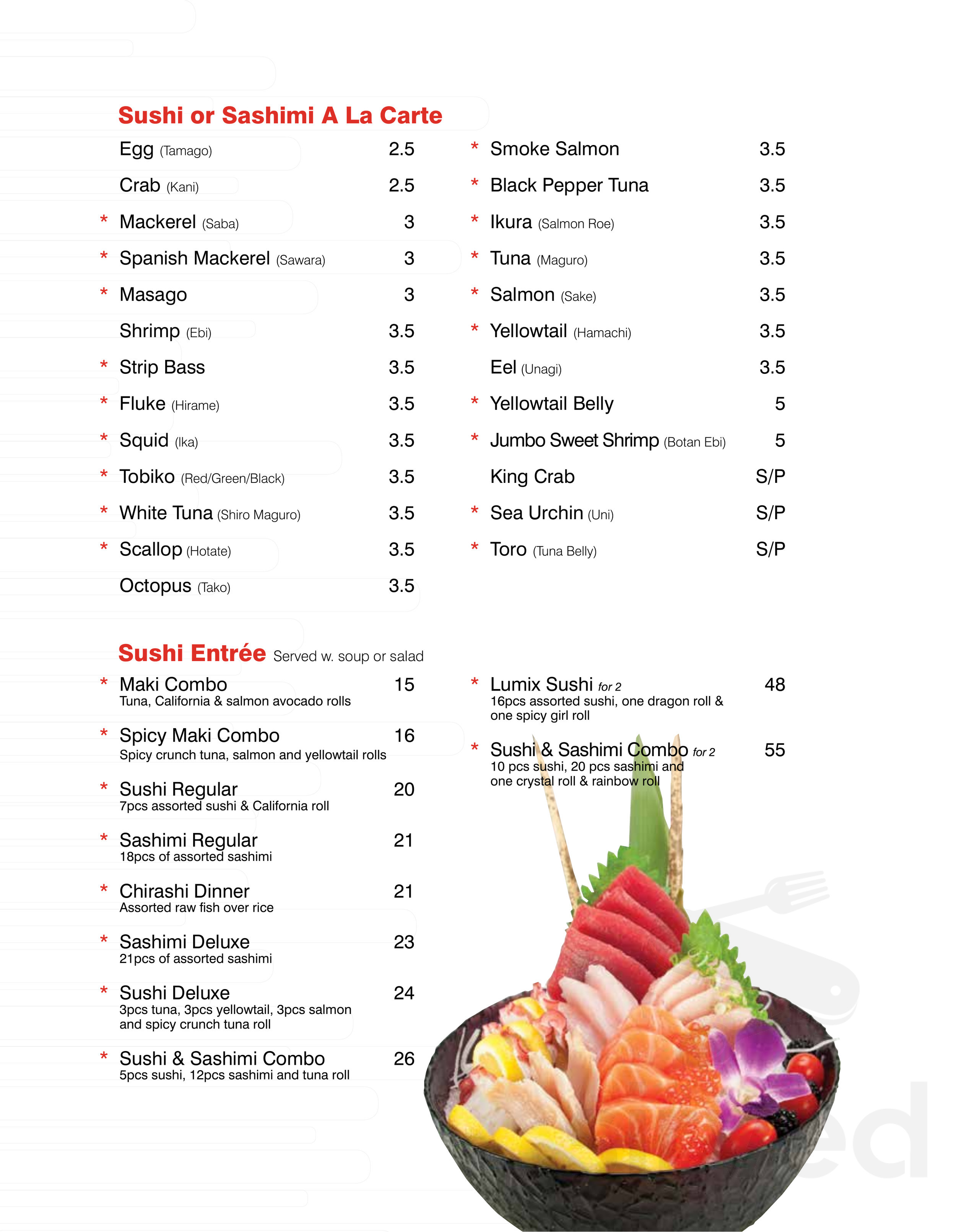 Lumix Hibachi & Sushi menus in Lynbrook, New York, United States