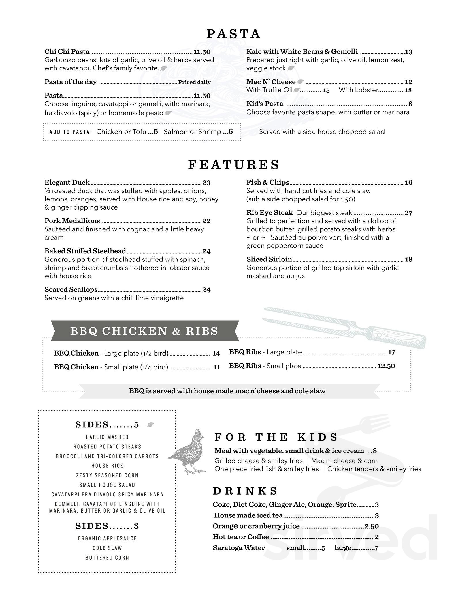 Grouse House Restaurant at Otis Ridge menu in Otis, Massachusetts, USA