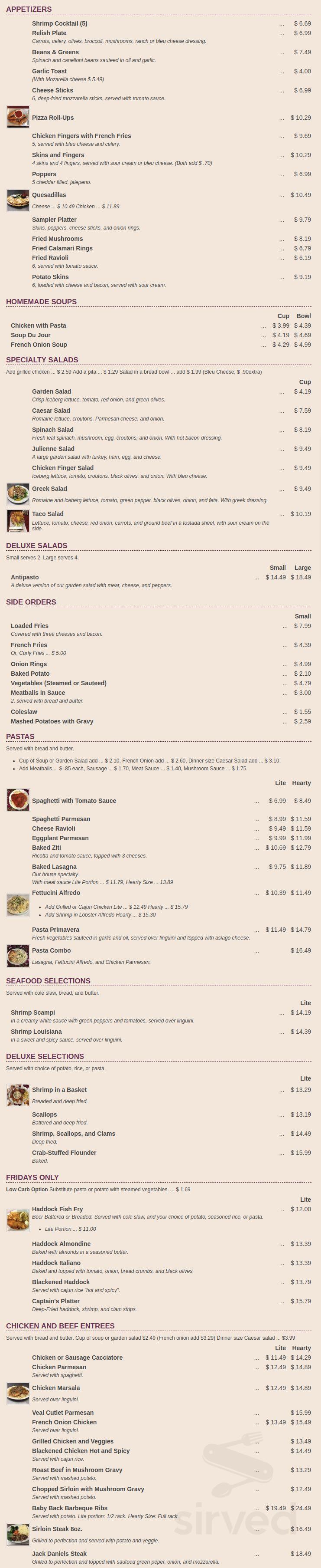 Menu for Roman Cafe in North Tonawanda, NY | Sirved