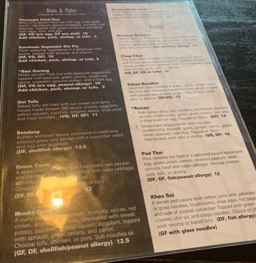 IZA Restaurant menu in Missoula, Montana, USA