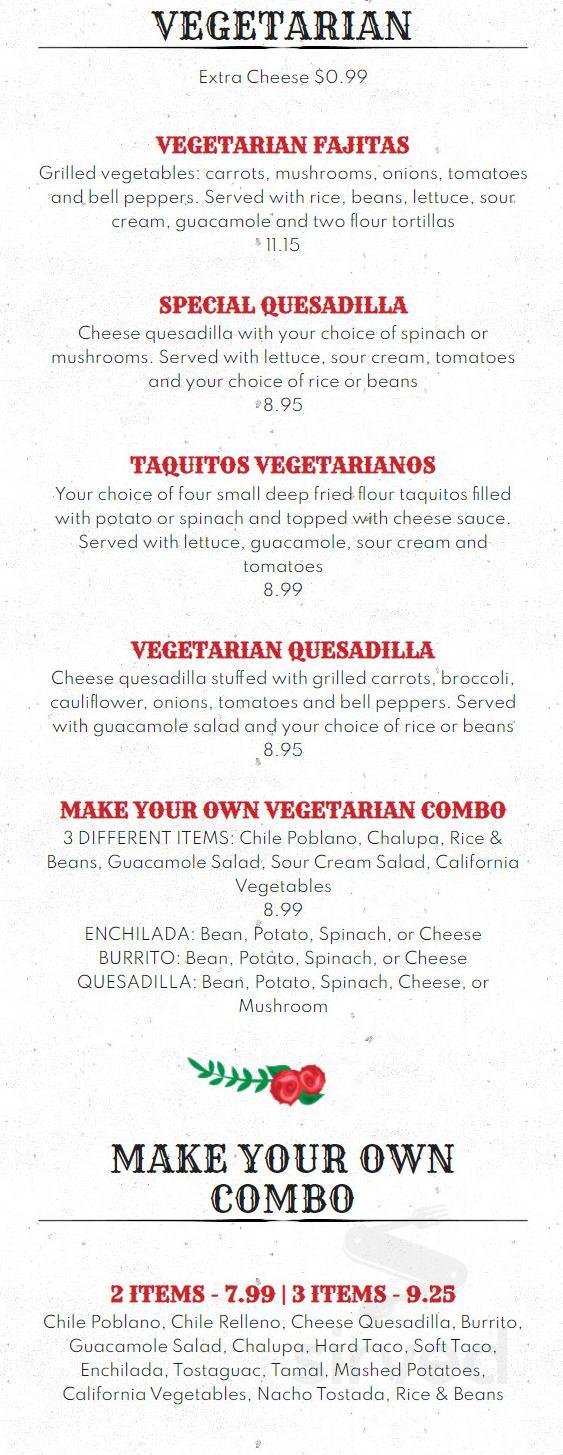 Bronco Mexican Main Street menu in Spartanburg, South Carolina, USA