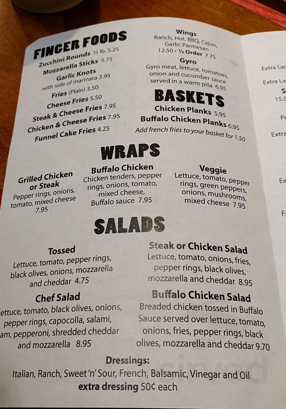 The Boardwalk (Sal's) menu in Beaver Falls, Pennsylvania, USA