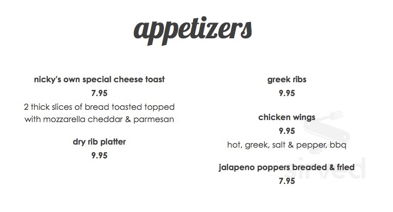 Nicky's Café & Catering menus in Regina, Saskatchewan, Canada