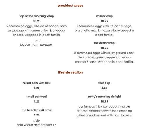 Nicky's Café & Catering menu in Regina, Saskatchewan, Canada