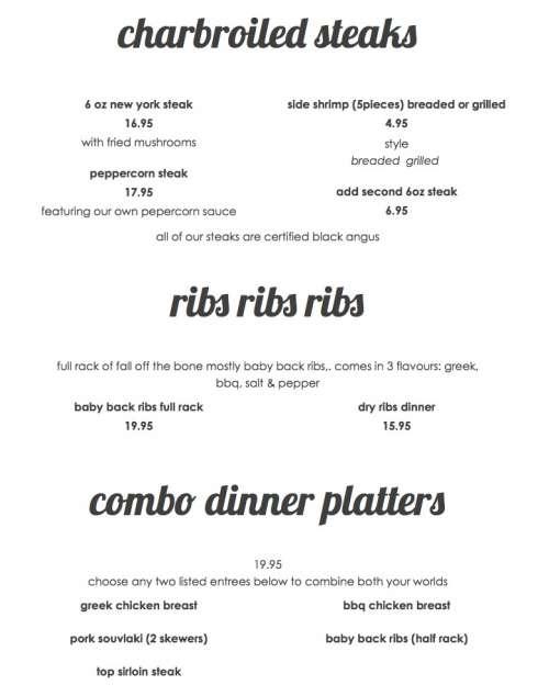 Nicky's Café & Catering menu in Regina, Saskatchewan, Canada