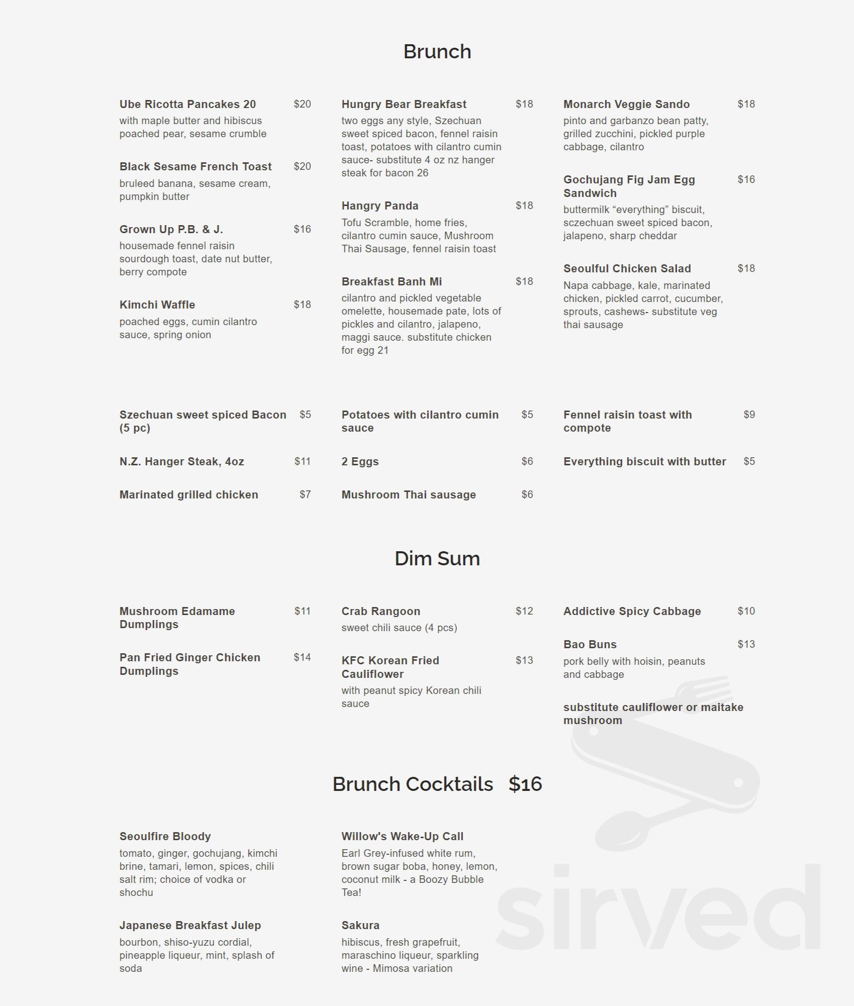 Modern Asian Restaurant menu in Brooklyn, New York, USA