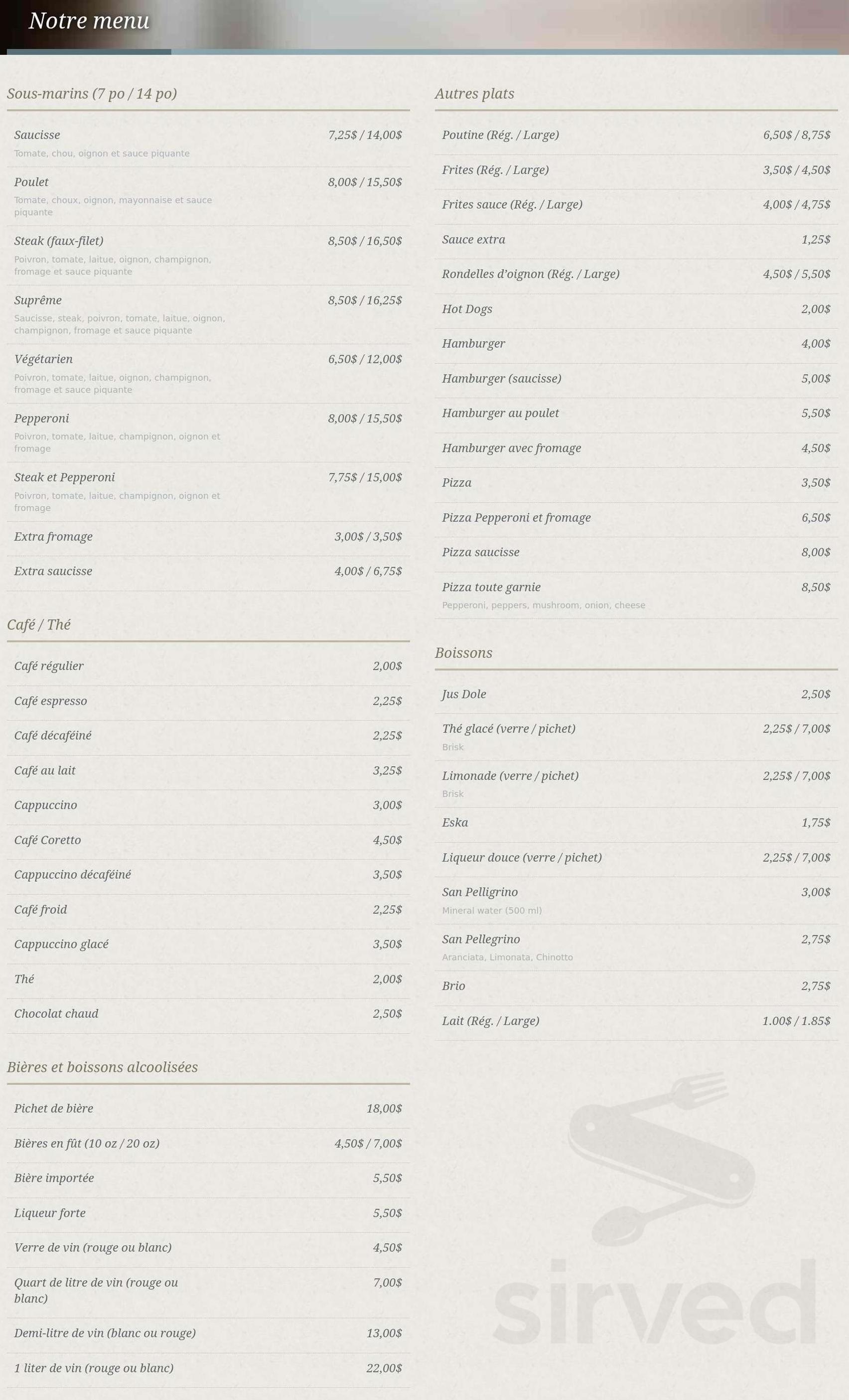 Menu for Restaurant Momesso in Montréal, QC | Sirved