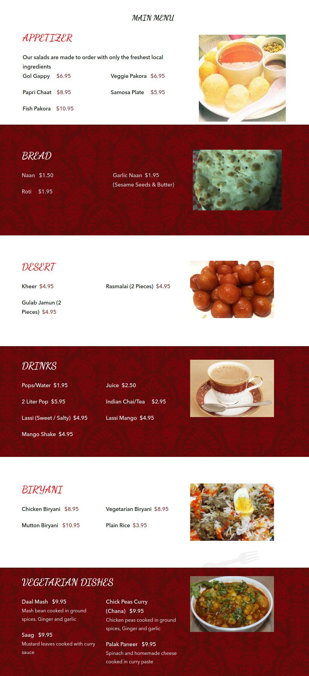 Fahad Restaurant & Banquet Hall menus in Calgary, Alberta, Canada