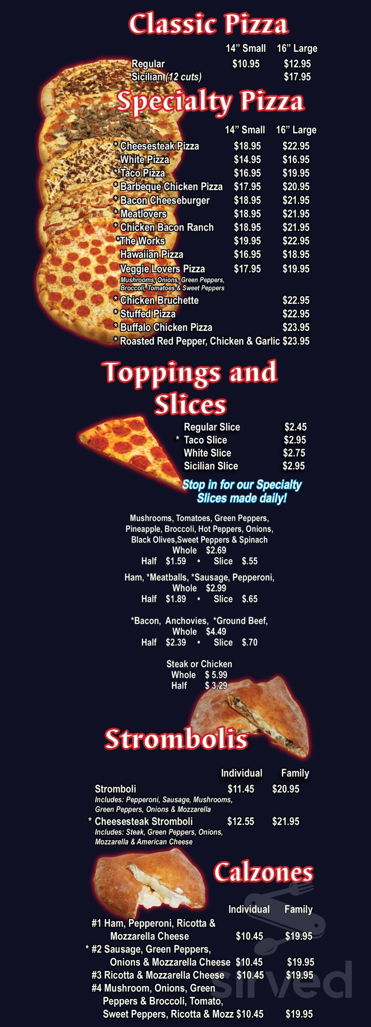 Menu for Kasa's Pizza in Cresco, PA | Sirved
