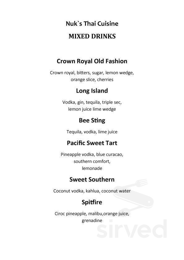 Nuk's Thai Cuisine menus in Green Bay, Wisconsin, United States