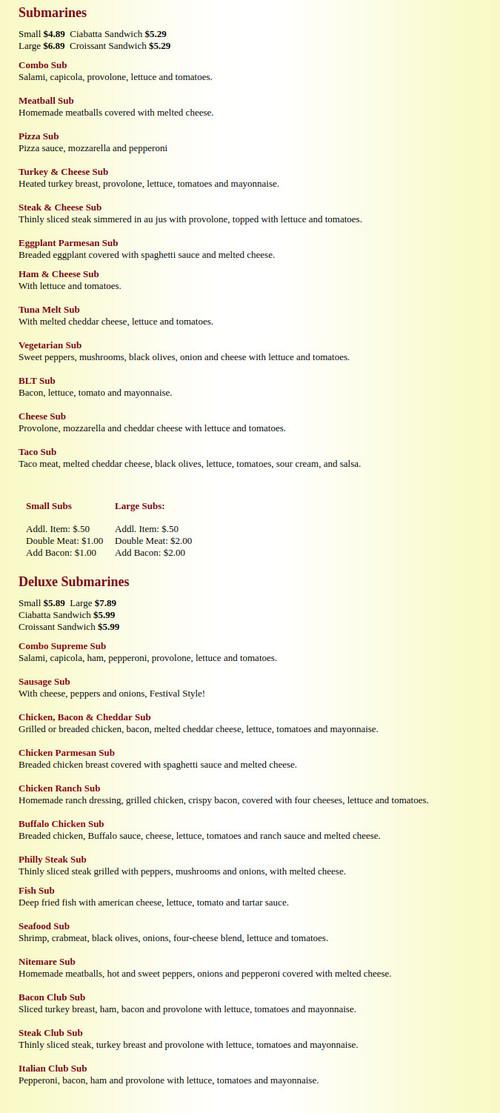 Valerio's Italian Restaurant & Pizzeria menu in Erie, Pennsylvania, USA