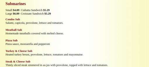 Menu for Valerio's Italian Restaurant & Pizzeria - Erie, PA | Sirved