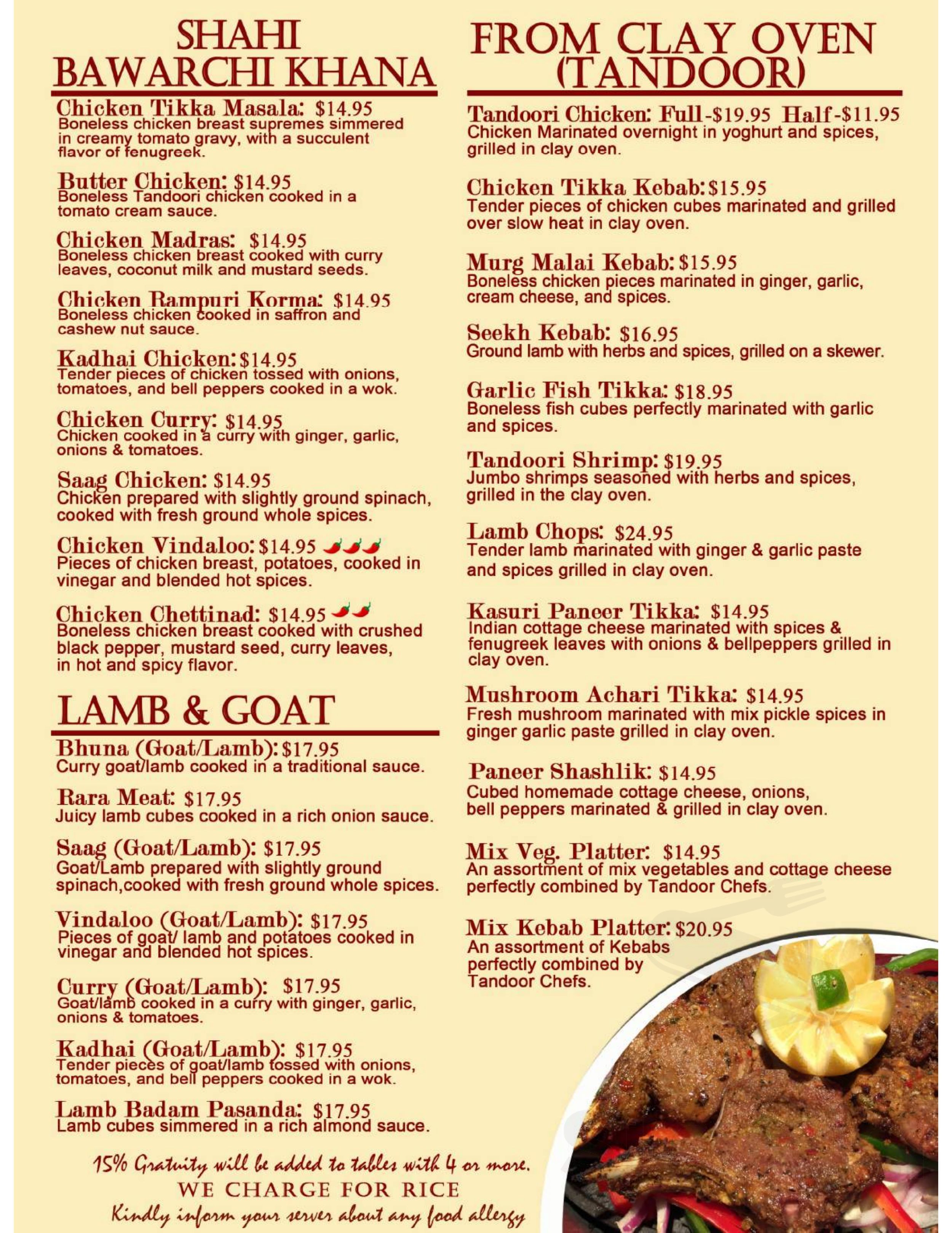 Tandoor Palace menus in Tannersville, Pennsylvania, United States