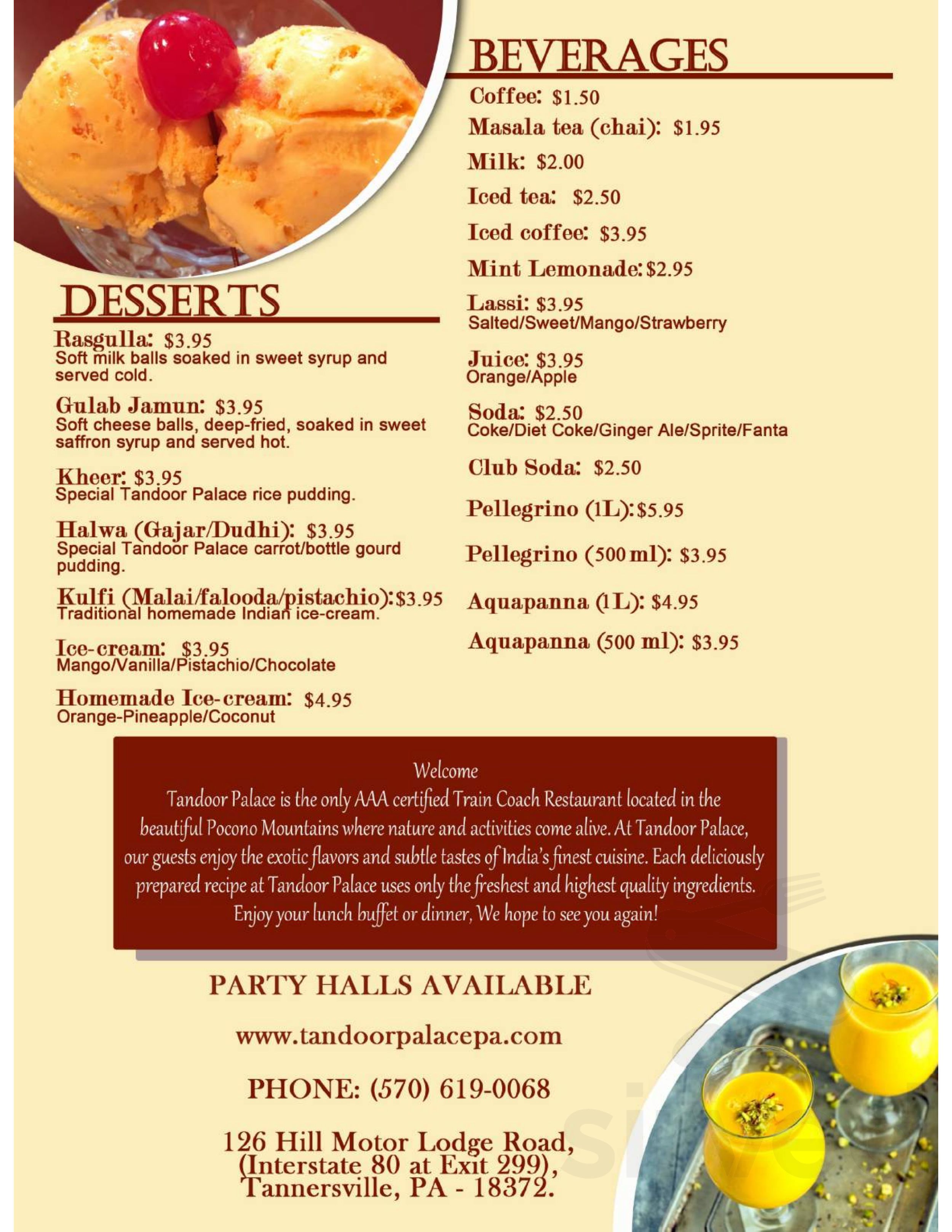 Tandoor Palace menus in Tannersville, Pennsylvania, United States
