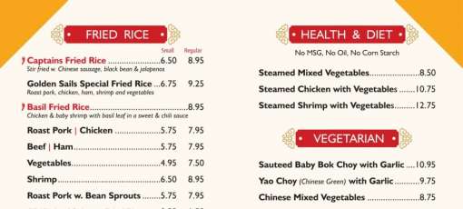 Menu for Golden Sails Chinese Restaurant in East Falmouth, MA | Sirved