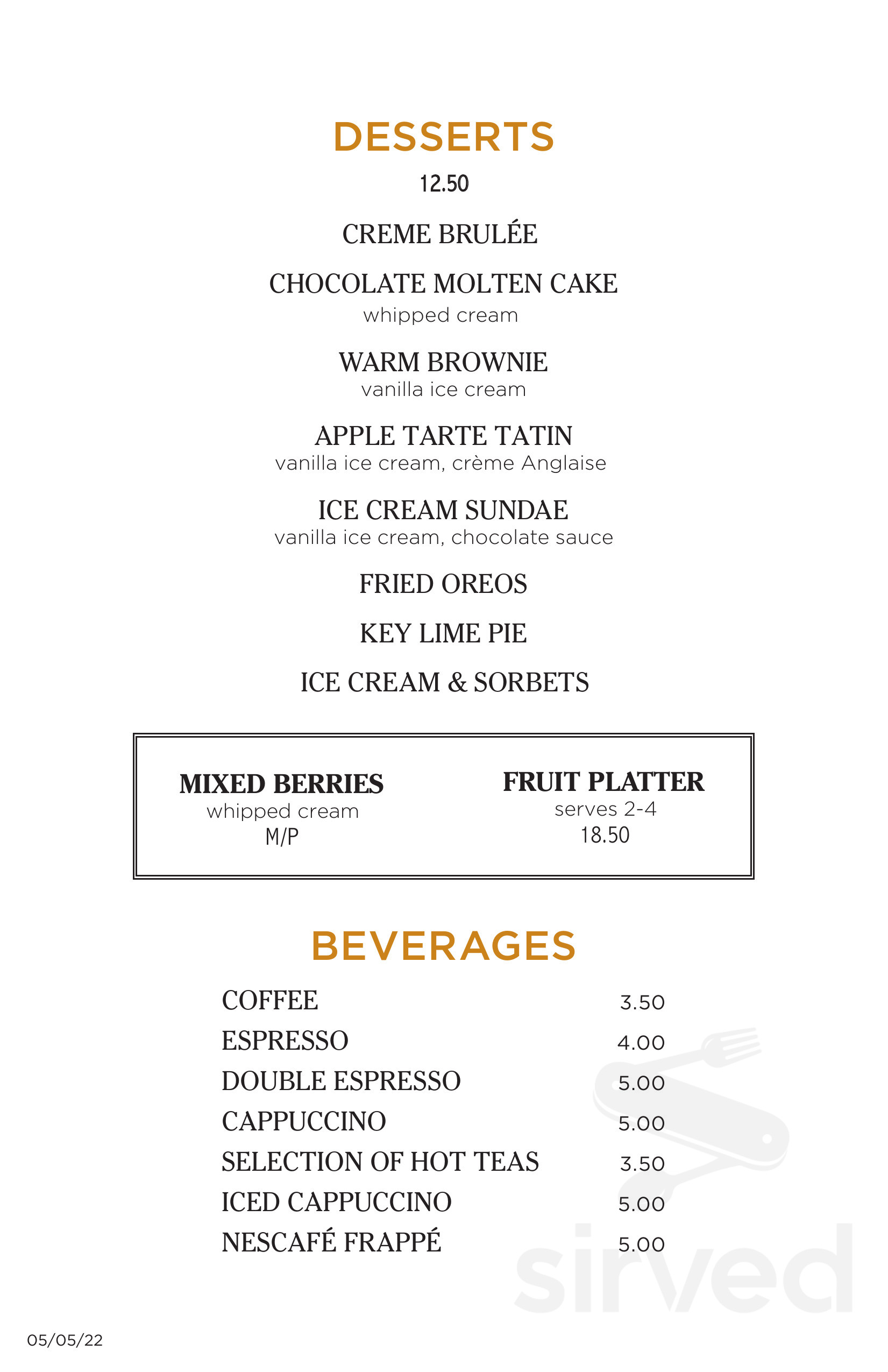 The Bryant menu in Huntington Station, New York, USA