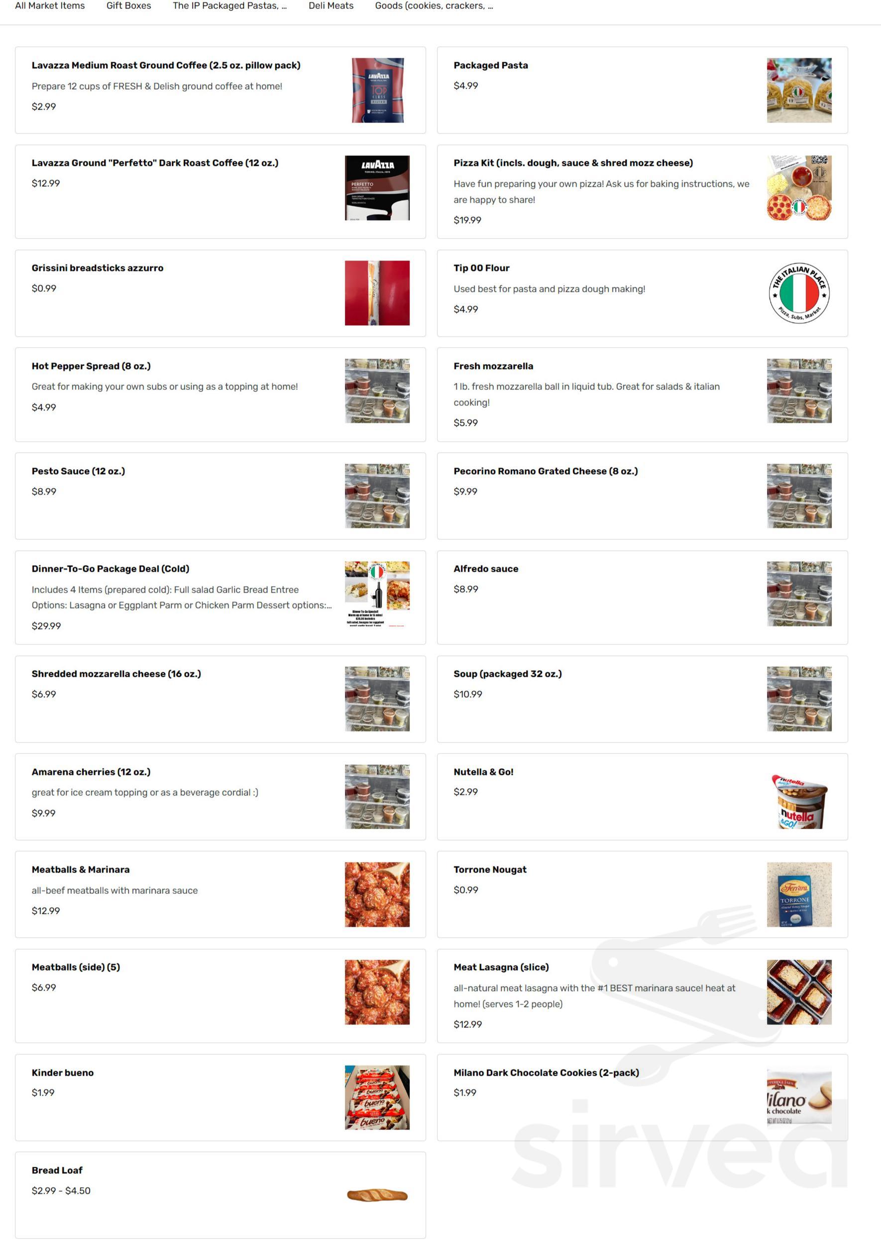 The Italian Place menu in Fairfax, Virginia, USA