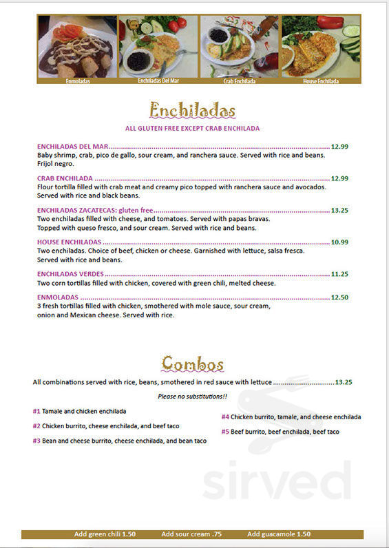 Chelitos Mexican Restaurant menu in Estes Park, Colorado, USA