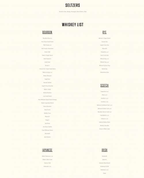 Harvest House menu in Denton, Texas, USA