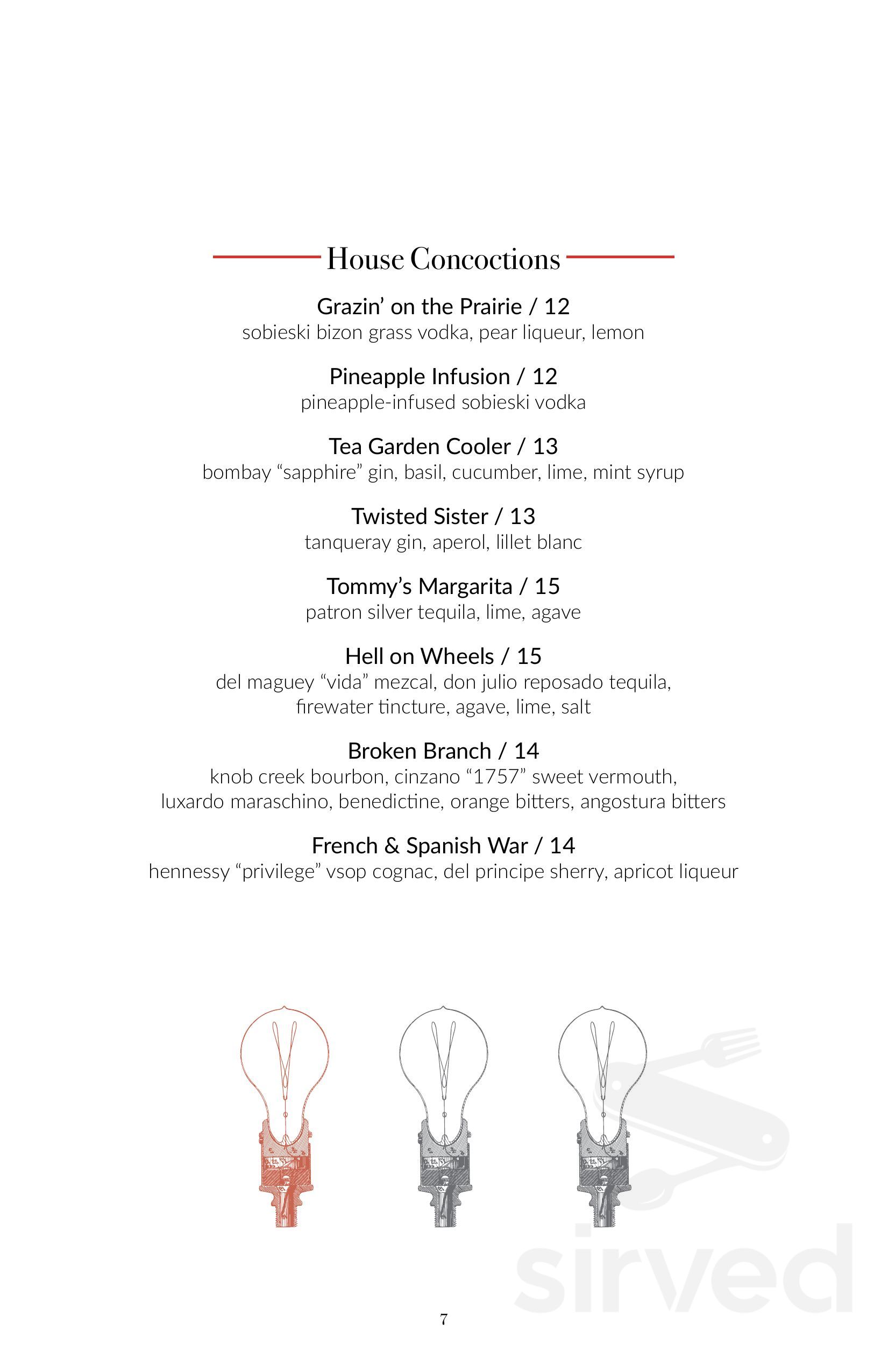 Six Seven Restaurant menu in Seattle, Washington, USA