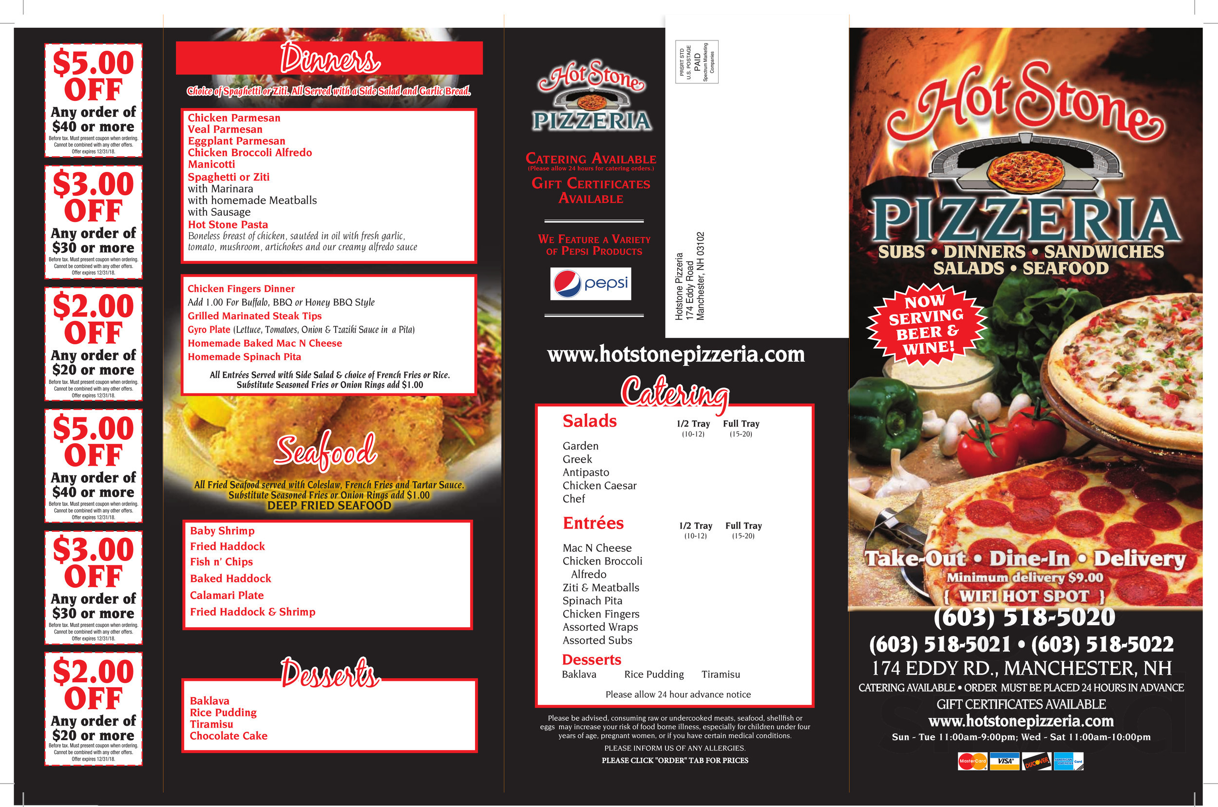 Hot Stone Pizzeria menus in Manchester, New Hampshire, United States