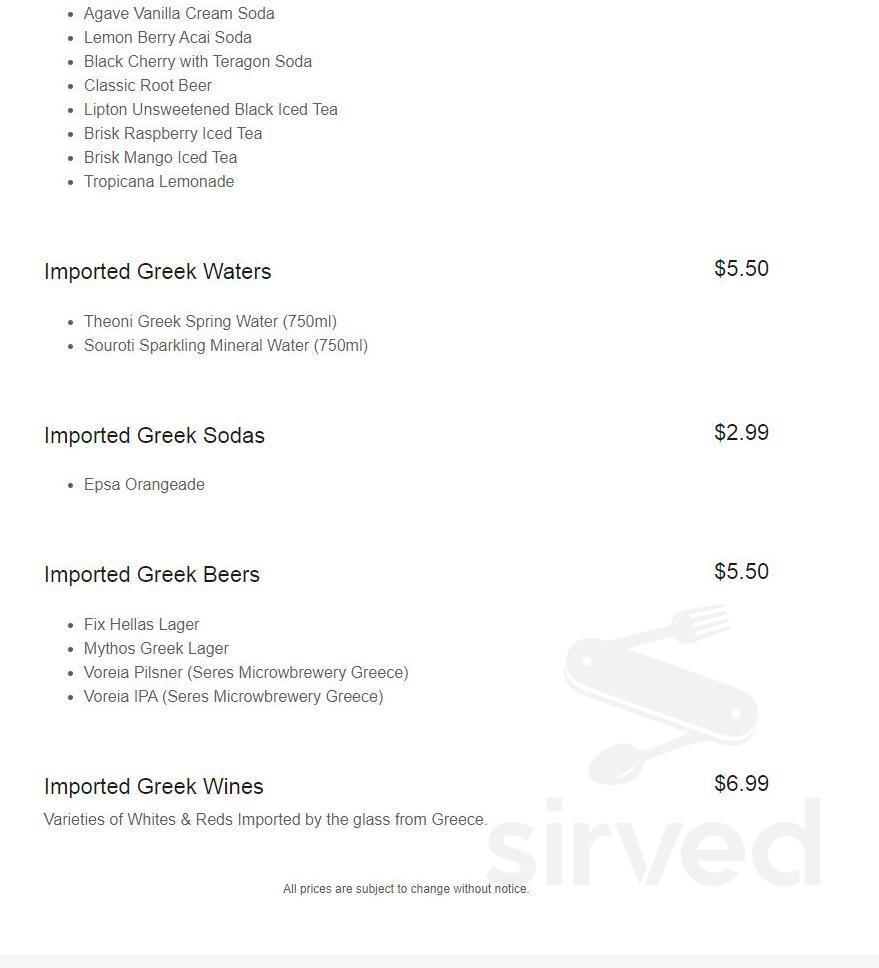 Ladera Greek Kitchen menu in Temecula, California, USA